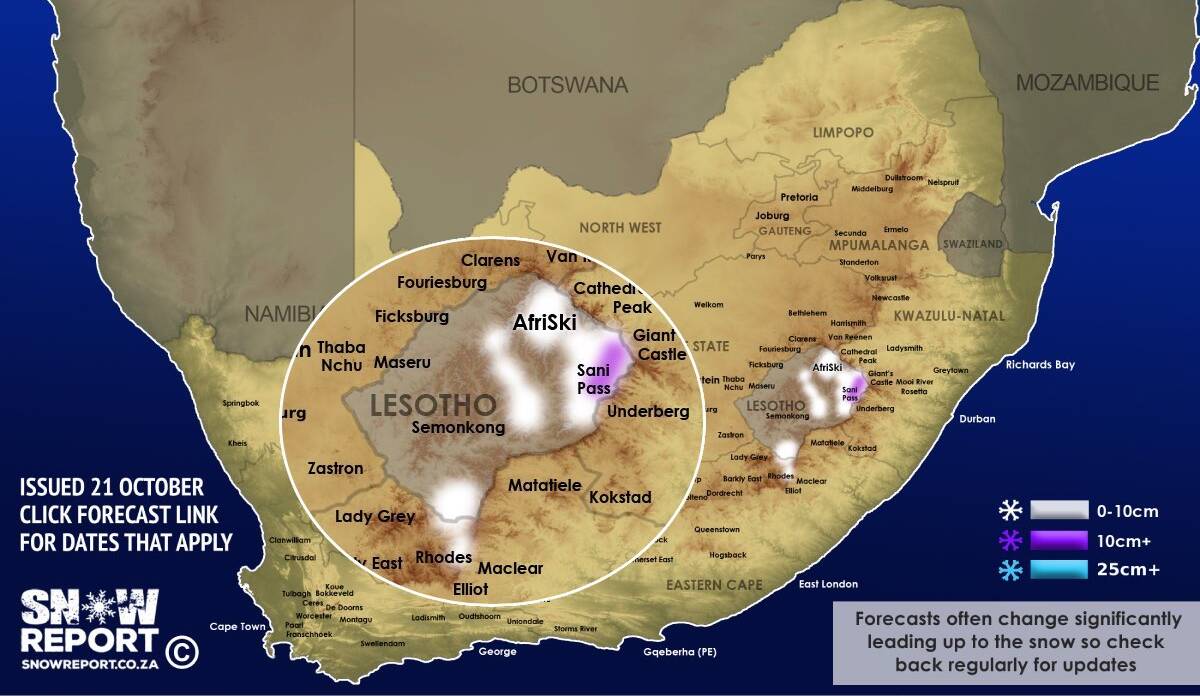 Snowfall possible for Lesotho and the Eastern Cape from Monday