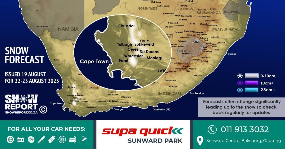 More snowfall possible for the Western Cape peaks this weekend