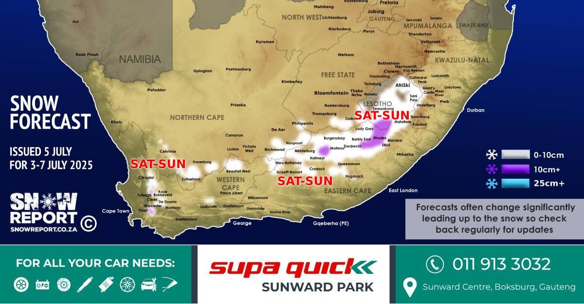 Snowfall continues in four SA provinces and Lesotho on Saturday and ...