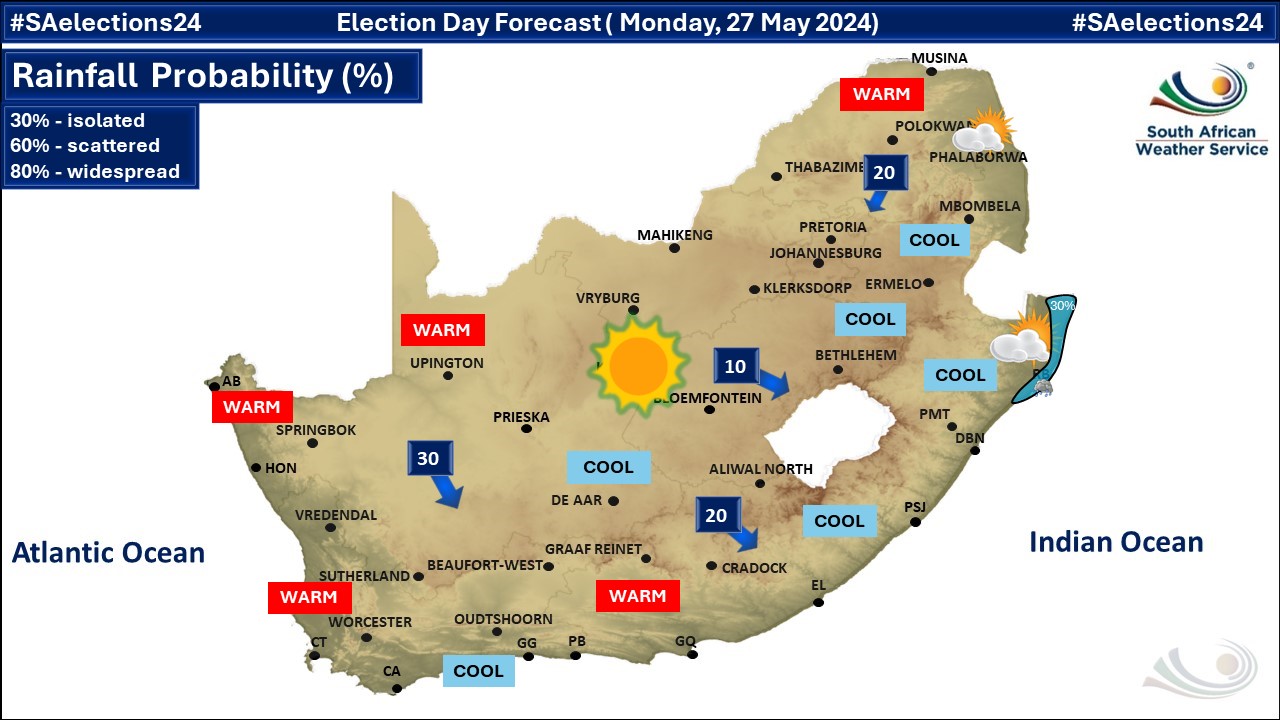 Weather warnings from SAWS and coastal rain later in the week